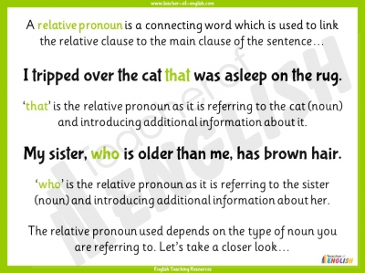 Relative Clauses - Year 5 and 6 teaching resources lesson