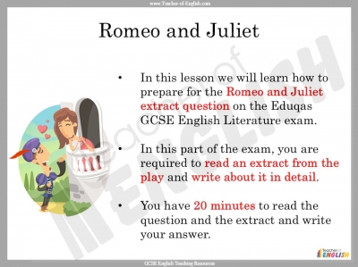 Romeo and Juliet - Eduqas Extract Question teaching resources lesson