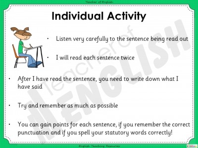 Sentence Dictation 2 - Year 5 teaching resources lesson