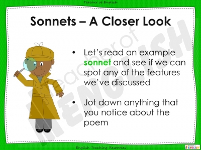 Sonnets - Year 7 & Year 8 teaching resources lesson