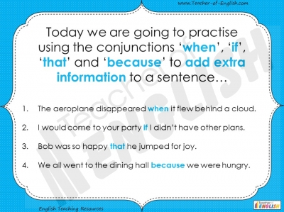 Subordinating Conjunctions - Year 2 teaching resources KS1 lesson