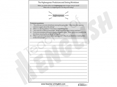 The Highwayman - Free Resource teaching resources lesson