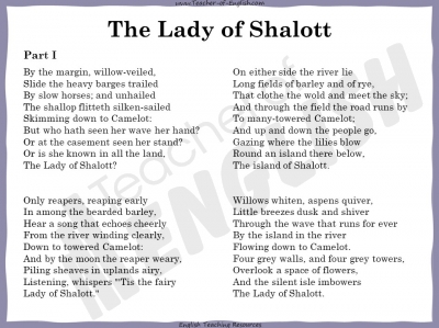 The Lady of Shalott teaching resources unit of work