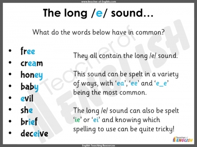 The Long e Sound Spelt ei After c - Years 5 and 6 teaching resources lesson