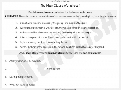 The Main Clause teaching resources lessons