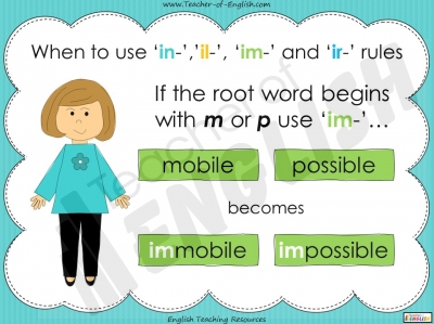 The Prefixes 'il-', 'im' and 'ir' - Year 3 and 4 teaching resources lesson