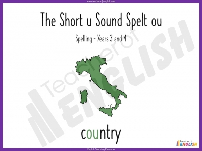 The Short u Sound Spelt ou - Years 3 and 4 teaching resources lesson