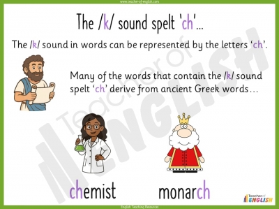 The k Sound Spelt ch - Years 3 and 4 teaching resources lesson