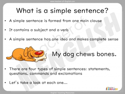 Types of Simple Sentences - Years 3 and 4 teaching resources lesson