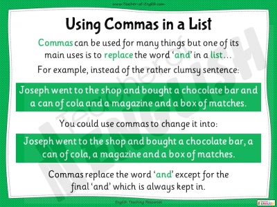 Using Commas Correctly teaching resources lessons