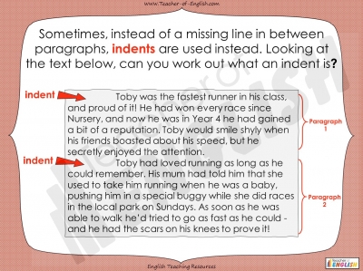 Using Paragraphs - Year 4 and 5 teaching resources lesson