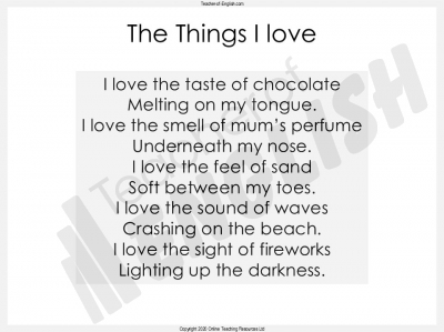 Using the Senses (KS1 Poetry Unit) teaching resources unit of work