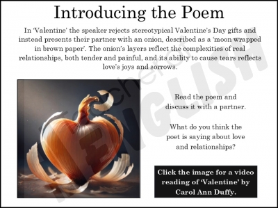Valentine by Carol Ann Duffy - Edexcel teaching resources lessons