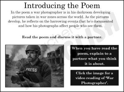 War Photographer - AQA teaching resources lessons