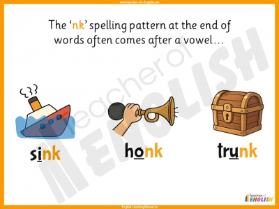 Words Ending nk - Year 1 teaching resources lesson