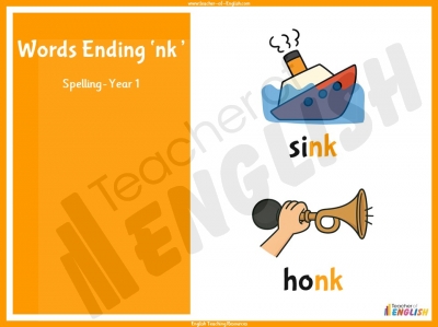 Words Ending nk - Year 1 teaching resources lesson