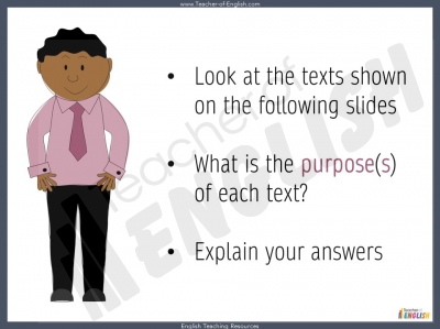 Writing for Different Purposes teaching resources lessons