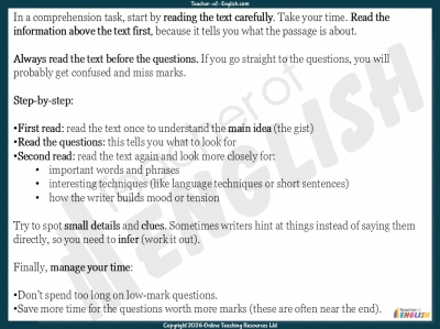 Year 7 Comprehension - Out of the Dark teaching resources unit of work