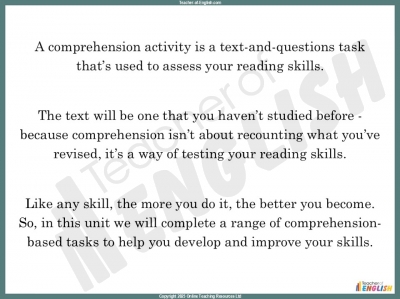 Year 8 Comprehension - Walking Away teaching resources lessons